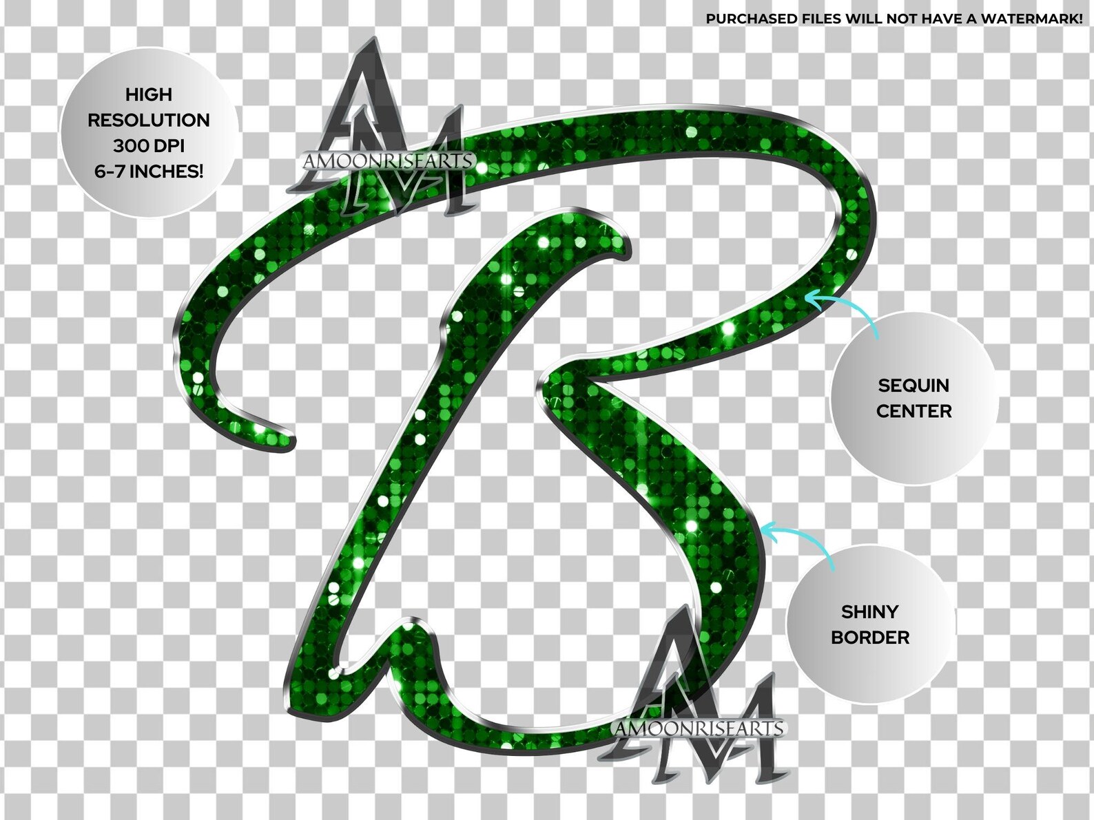 Green Sequin Alphabet Clipart for Christmas or St Patricks Day, Green ...