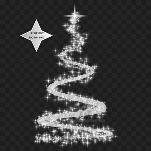 Sparkle Christmas Tree PNG, Spiral Silver Glitter Christmas Tree ...