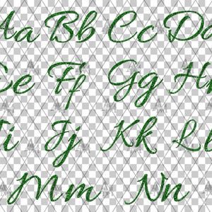 Green Glitter Script Alphabet Clipart for Christmas or St Patricks Day ...