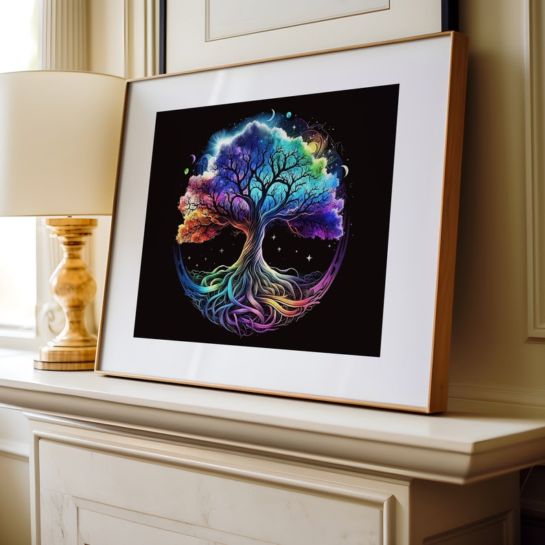 Yggdrasil Print, Tree of Life Printable Wall Art, Colourful Home Decor ...