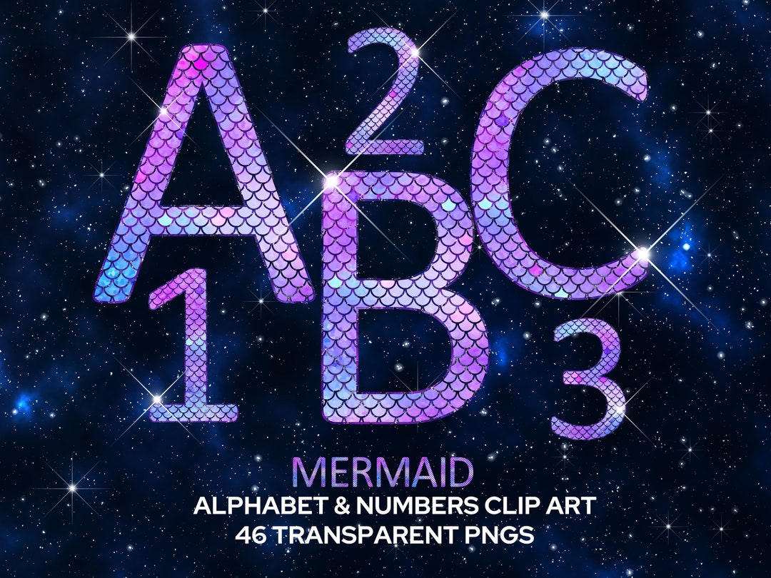 Mermaid Alphabet Clipart, Purple Doodle Alphabet PNG Set, Fish Scale ...