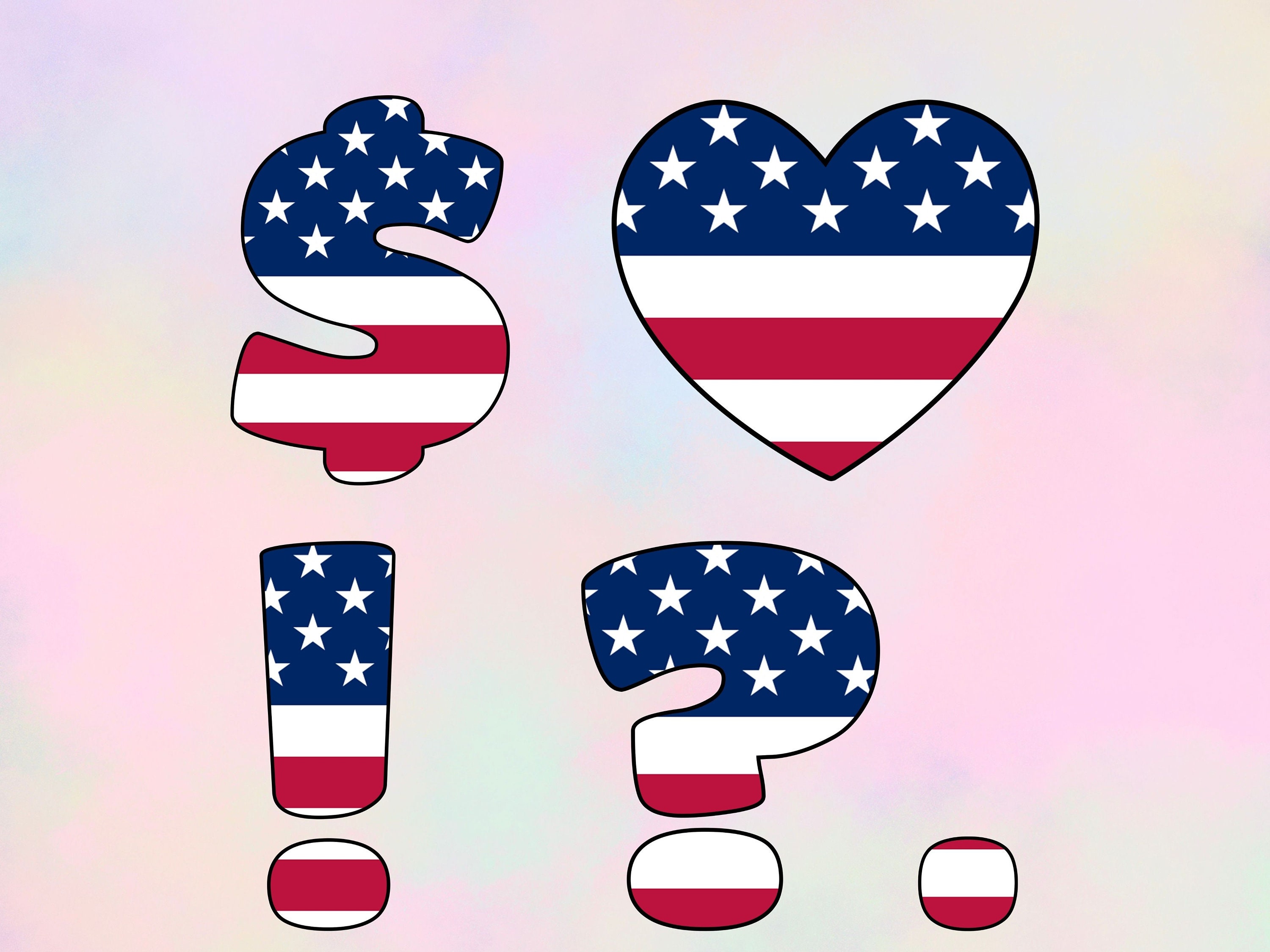 American Flag Alphabet PNG Set of USA Letter & Number Clipart Graphics ...