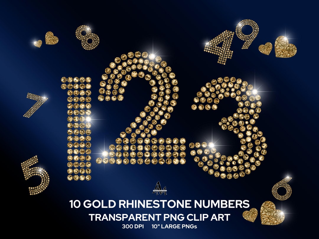 Gold Rhinestone Diamond Number PNG Clipart, Golden Glitter Number Clip ...