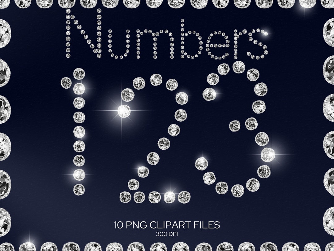 Rhinestone Number PNG Files, Diamond Number Clip Art, Silver Crystal ...