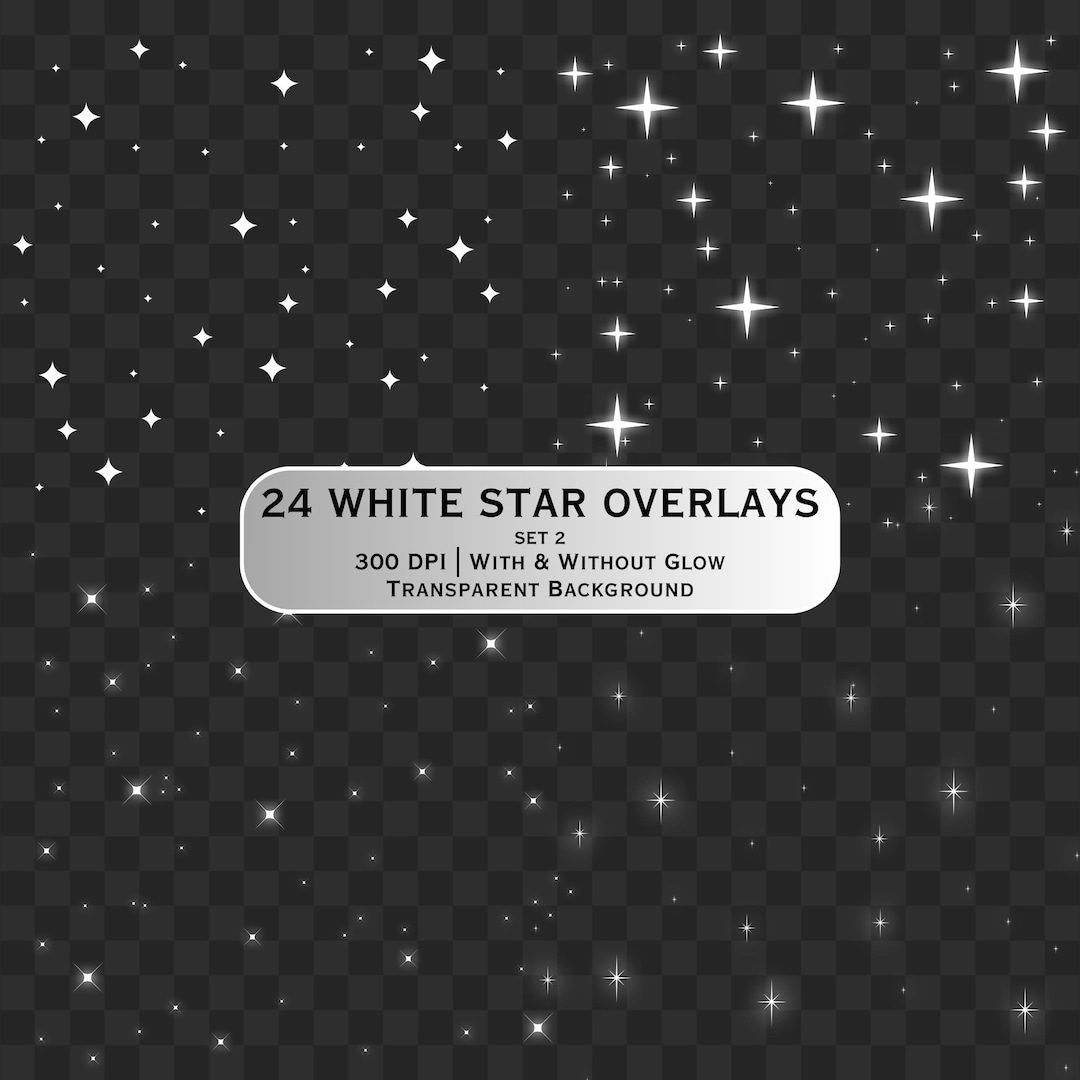 White Stars PNG Overlays With Transparent Background 300 DPI Instant ...