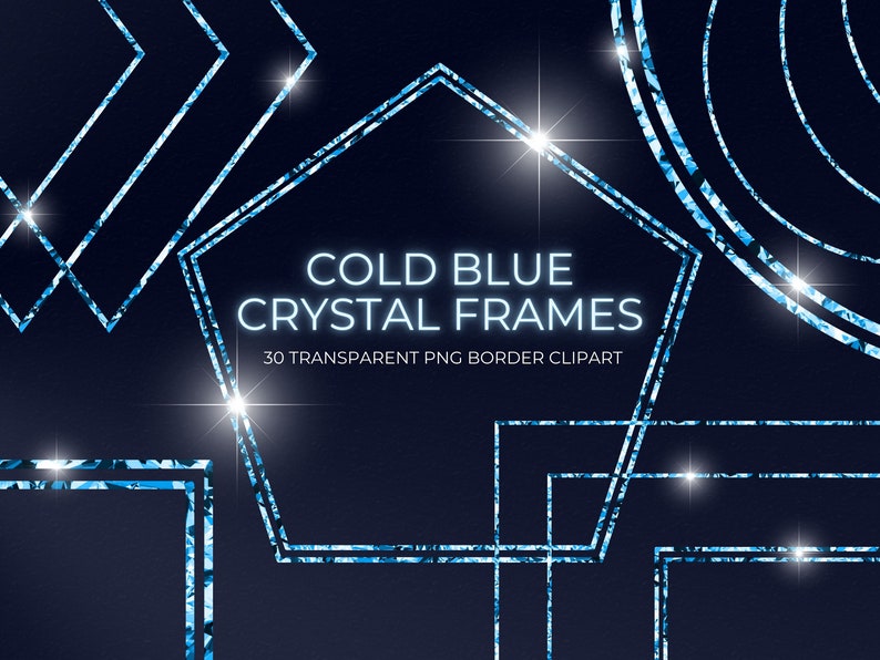Blue Frame Clipart, Set of 30 Geometric Blue Diamond Frame PNG, Blue ...
