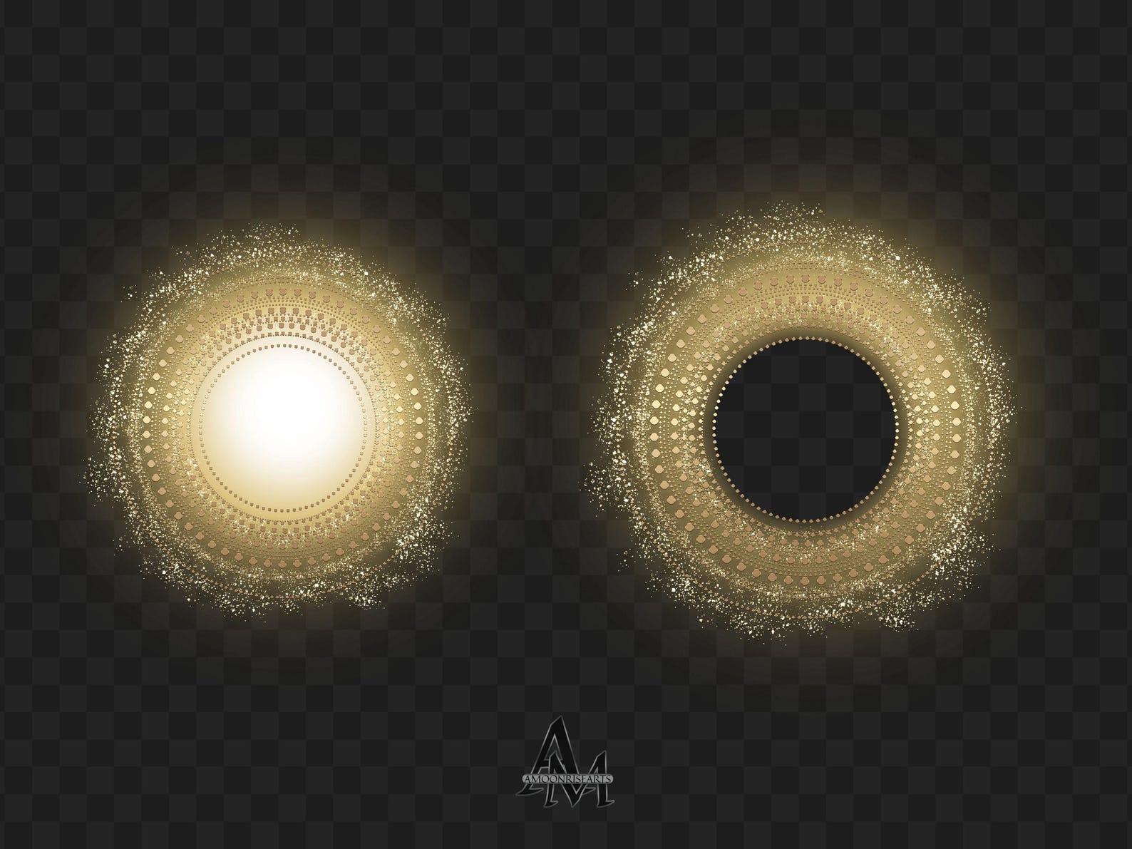 Gold Glitter Circle Overlays – Sparkle Frame Clipart (PNG Digital ...
