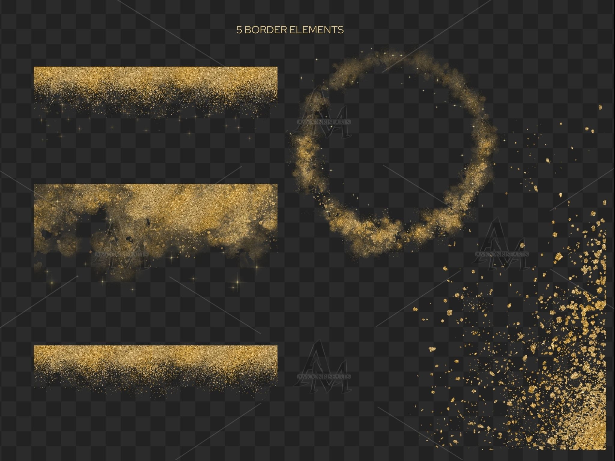 Gold Dust Clipart, Gold Glitter Overlays and Borders, Magic Fairy ...