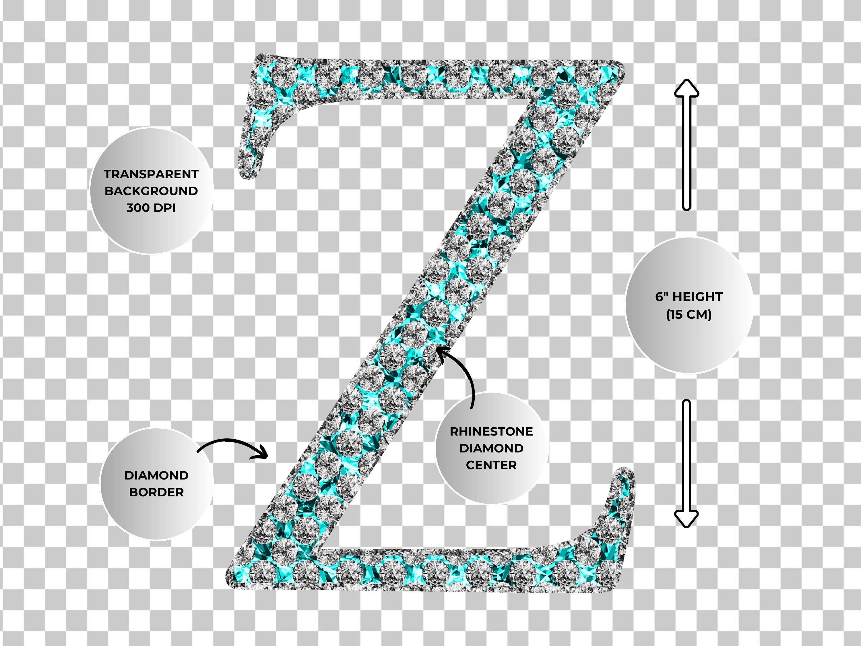 Teal Diamond Alphabet Clipart PNG Set of Diamond Letters and Numbers ...