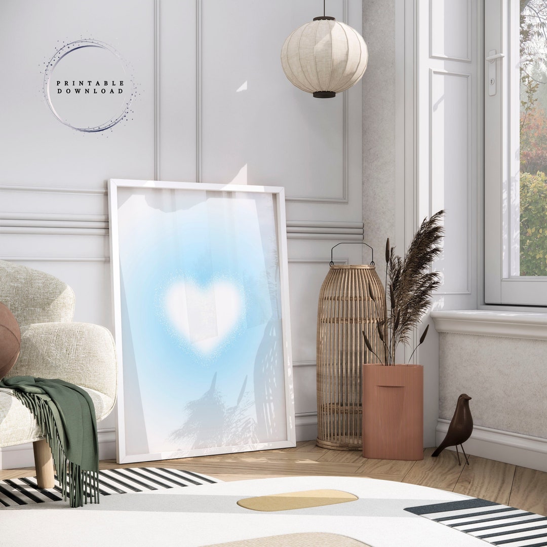 Blue Heart Aura Poster, Printable Wall Art, Spiritual Love Poster ...