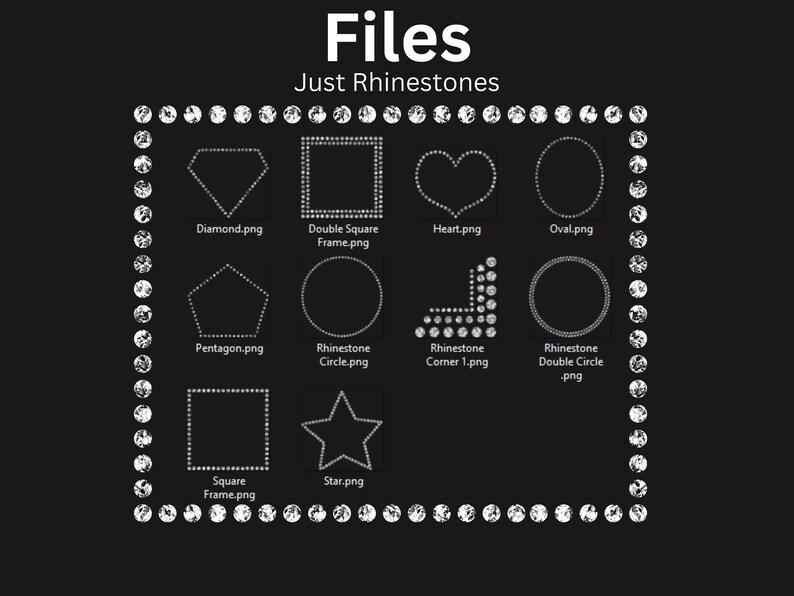 Diamond Rhinestone Frame Clipart, Bling Diamond Frame PNG Set of 20 ...