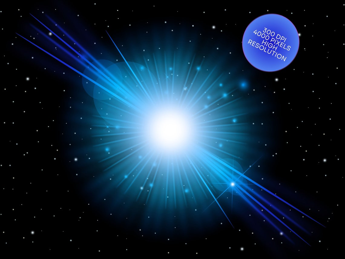 Blue Starburst PNG Overlay Set of 20 Neon Blue Star Clipart Transparent ...