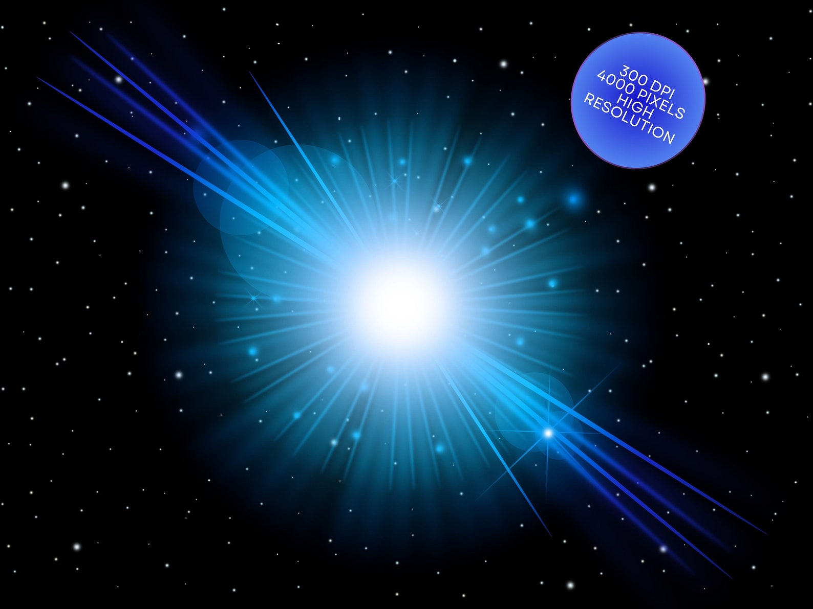 Blue Starburst PNG Overlay, Set of 20 Neon Blue Star Clipart PNG Files ...