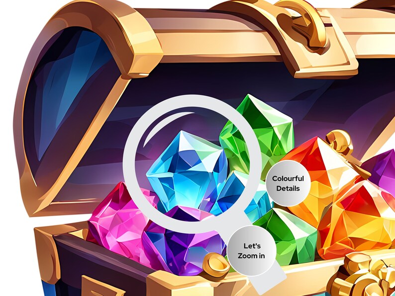 Treasure Chest PNG, Colourful Treasure Clipart With Jewels and Gems ...