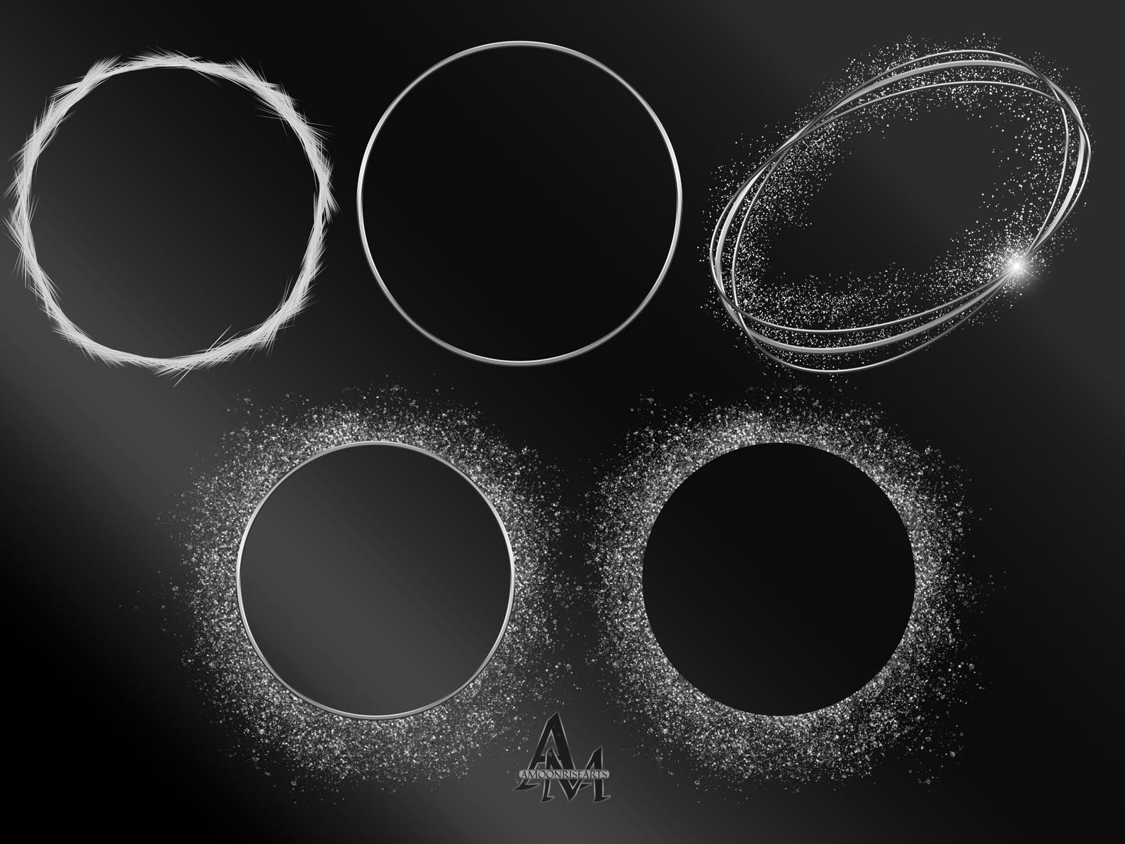 Silver Glitter Circle Overlays – Sparkle Frame Clipart (PNG Digital ...