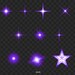 Purple Glitter Star Clipart Set of Glowing Sparkle PNG, Neon Purple ...