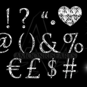 Diamond Alphabet Clipart PNG Set of Bright Diamond Letters & Numbers ...