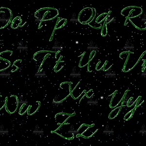 Green Sequin Alphabet Clipart for Christmas or St Patricks Day, Green ...