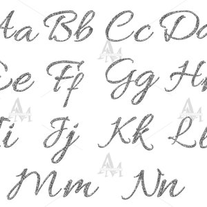 Silver Glitter Alphabet Clipart, Big Glitter Letters & Sparkle Number ...