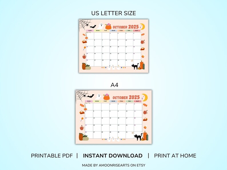 Cute 2025 Calendar Printable, Monthly Calendar 2025, Colourful Fridge ...