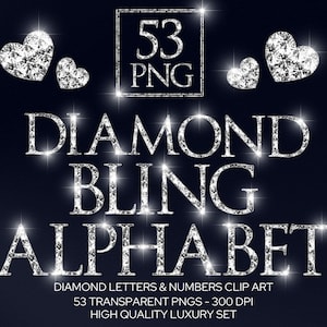 Diamond Alphabet Clipart PNG Set of Bright Diamond Letters & Numbers ...