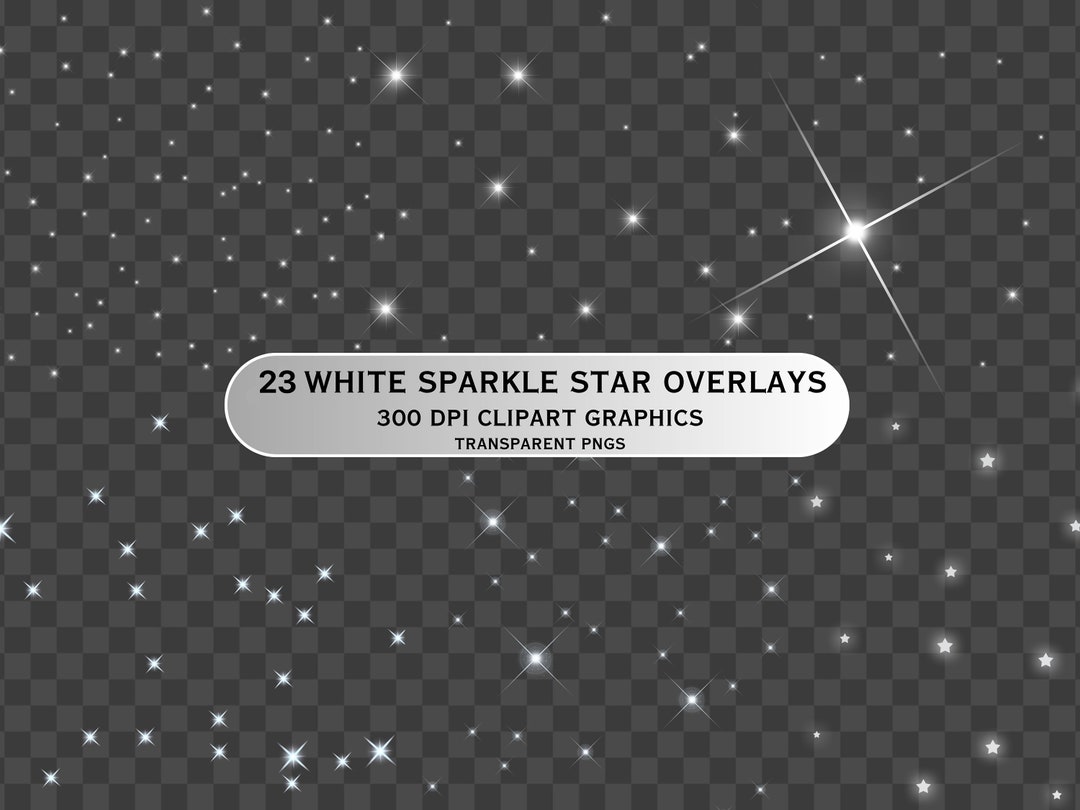 White Sparkle Star Photo Overlays: PNG Glitter Clipart (digital ...