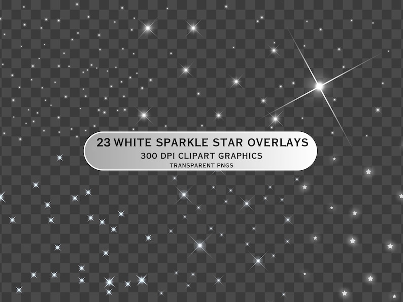 White Sparkle Overlays - PNG Clipart Glitter Star Overlay, Bundle of Glowing Starburst PNG Photo ...