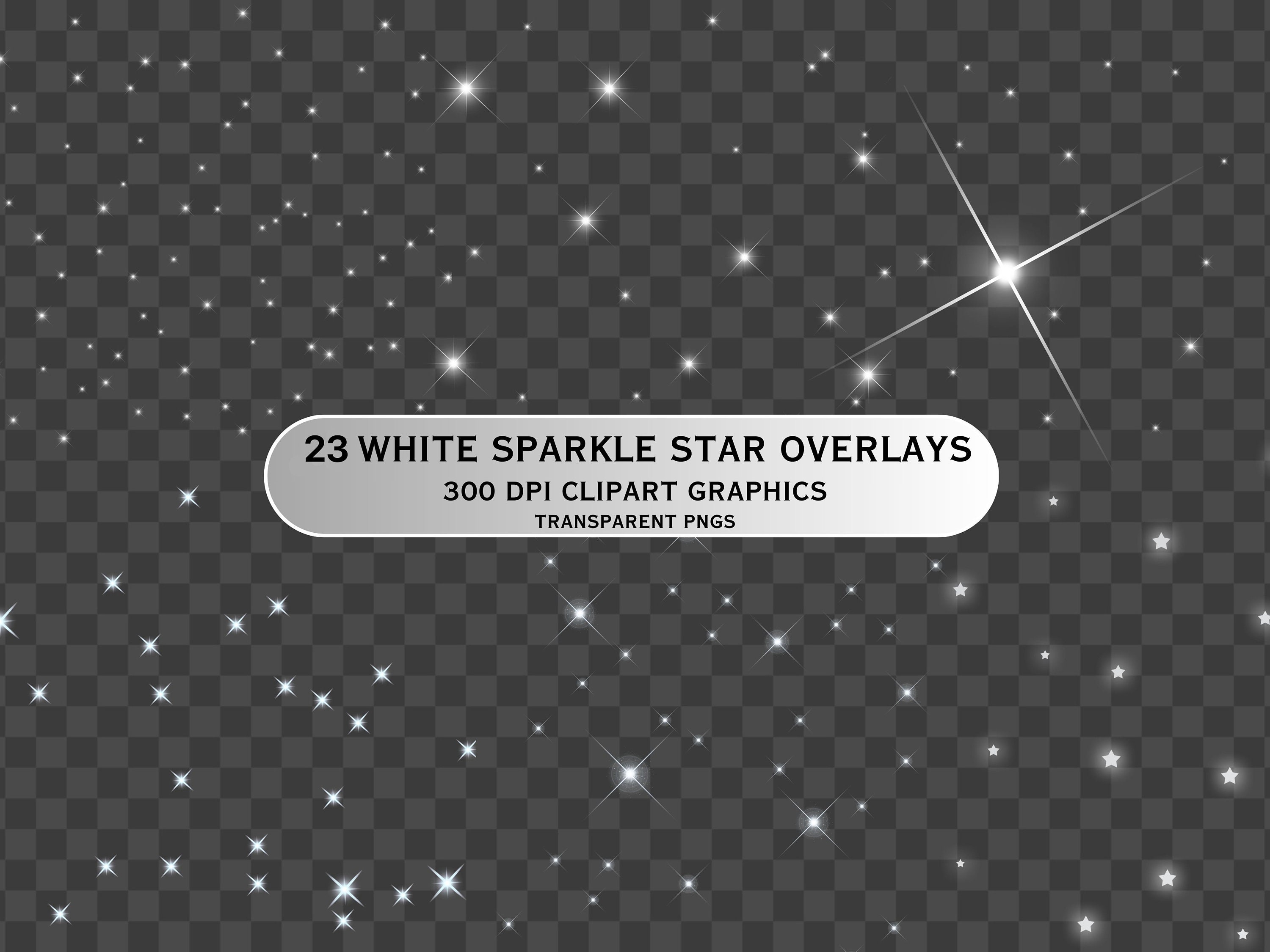 White Sparkle Overlays - PNG Clipart Glitter Star Overlay, Bundle of Glowing Starburst PNG Photo ...