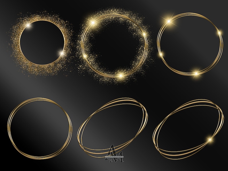 Gold Circle Overlays With Transparent Backgrounds - Circular Golden ...