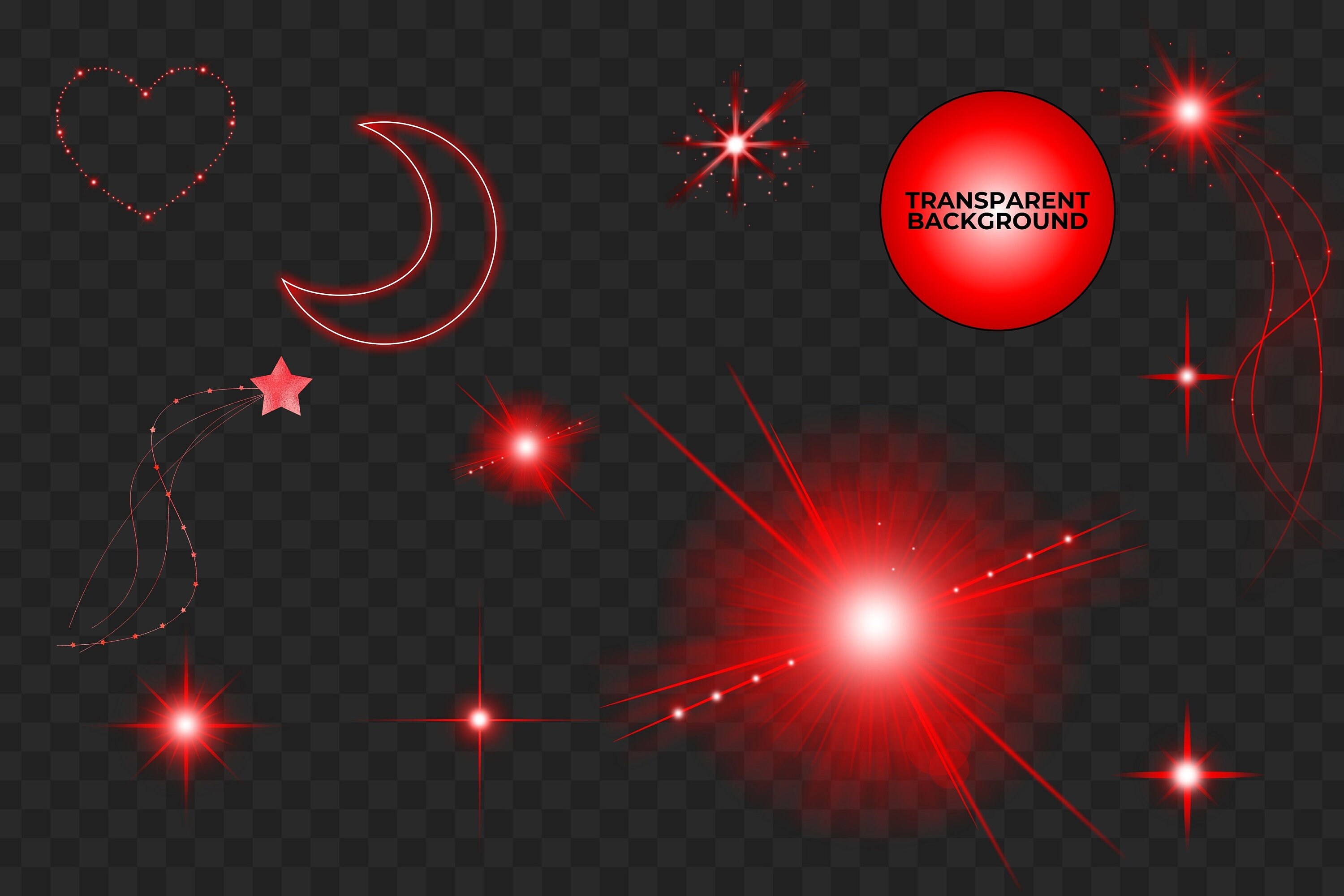 Red Stars PNG, Shooting Stars, Red Moon, Glowing Red Sparkles ...