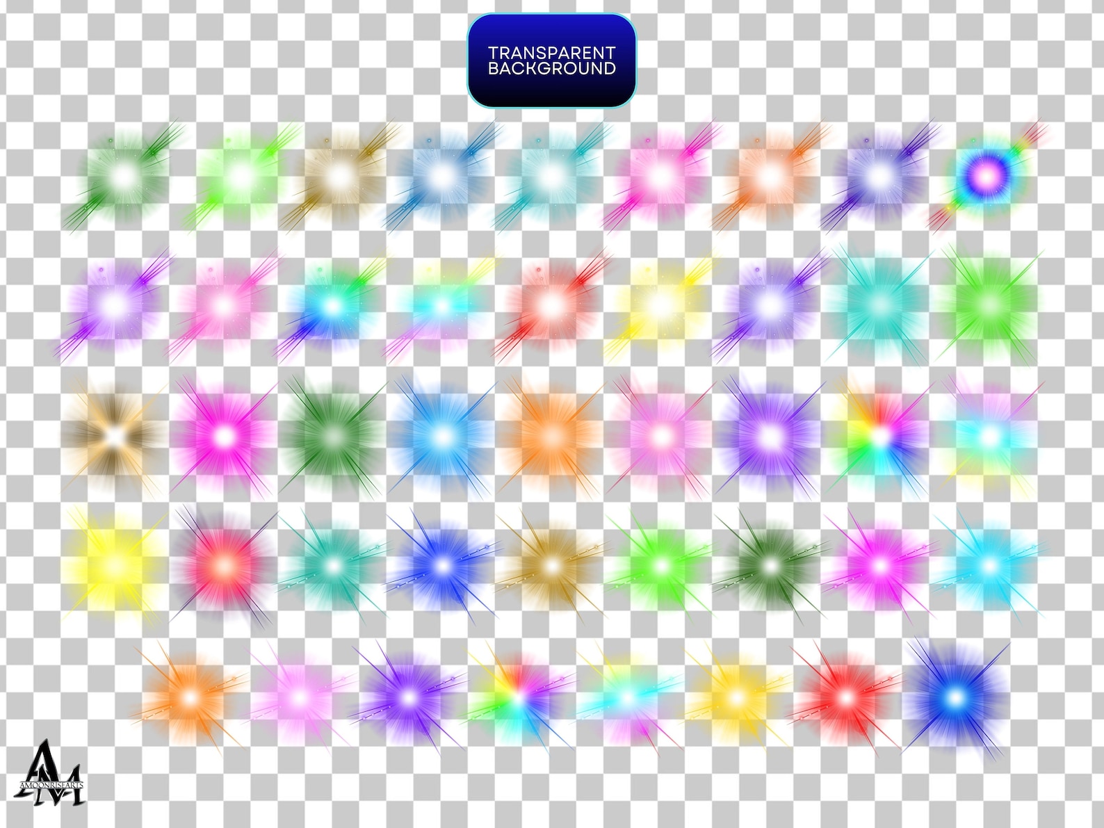 Starburst Clipart, Rainbow Star PNG Overlay, Glowing Sparkle, Bright ...