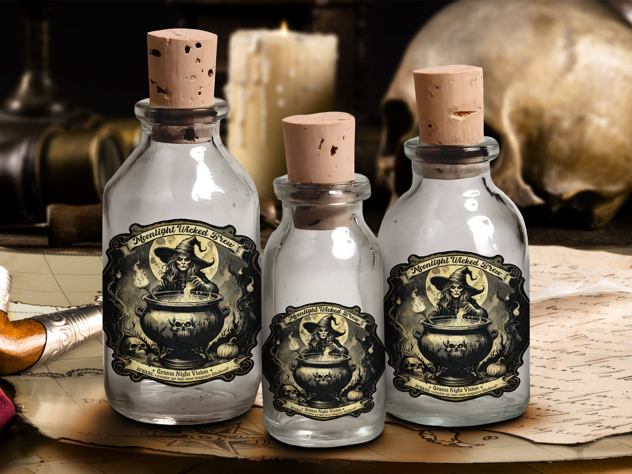 Vintage Halloween Witch Potion Label: Moonlight Wicked Brew (digital ...