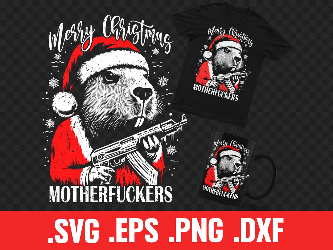 Merry Christmas Capybara SVG Funny Christmas Animal Vector - Etsy