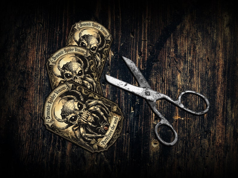 Demonic Spider Venom Potion Label: Vintage Halloween Apothecary (PNG ...