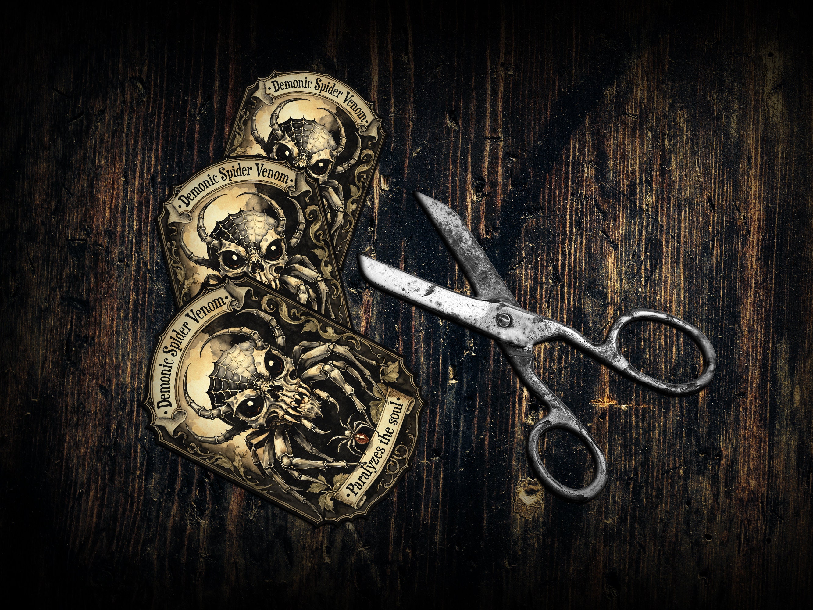 Demonic Spider Venom Vintage Potion Label, Printable Apothecary Label ...