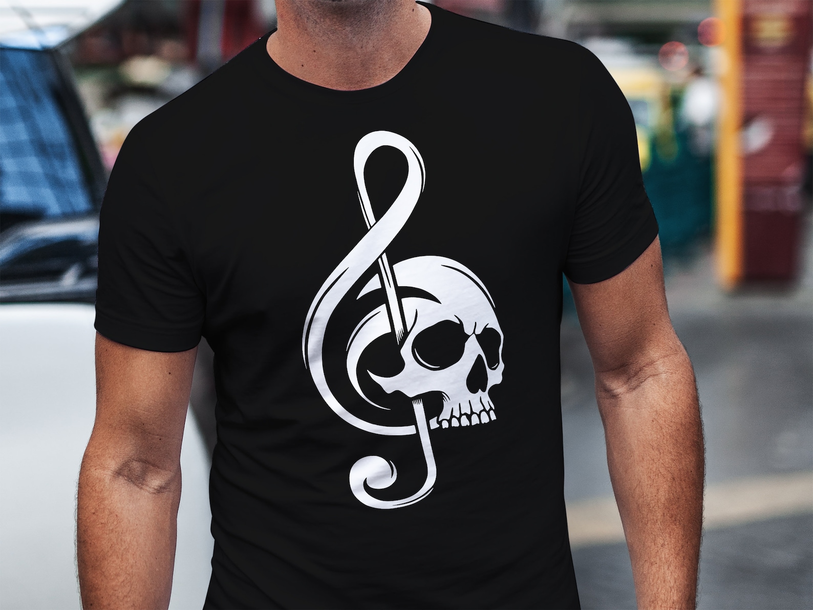 Treble Clef Skull SVG, Printable Skull Stencil, Horror Musical Note PNG ...