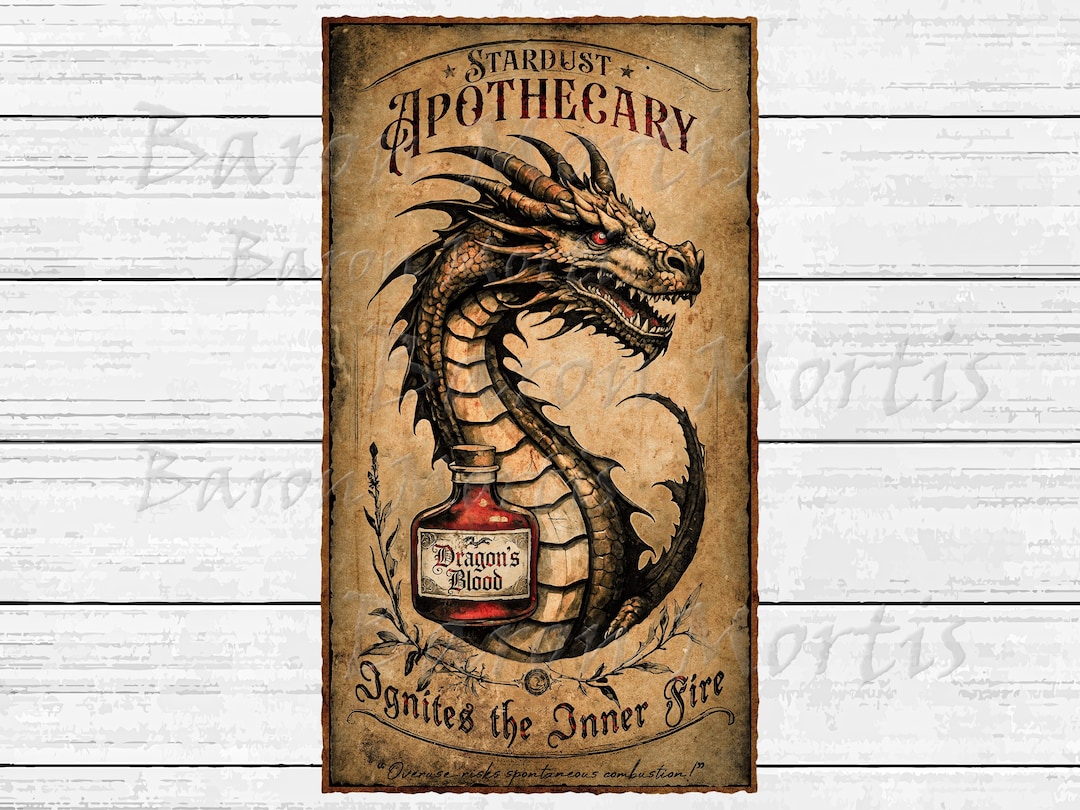 Printable Dragon Potion Label: Vintage Halloween Apothecary (PNG ...