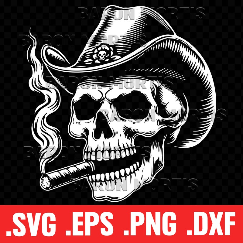 Smoking Skull Svg - Etsy