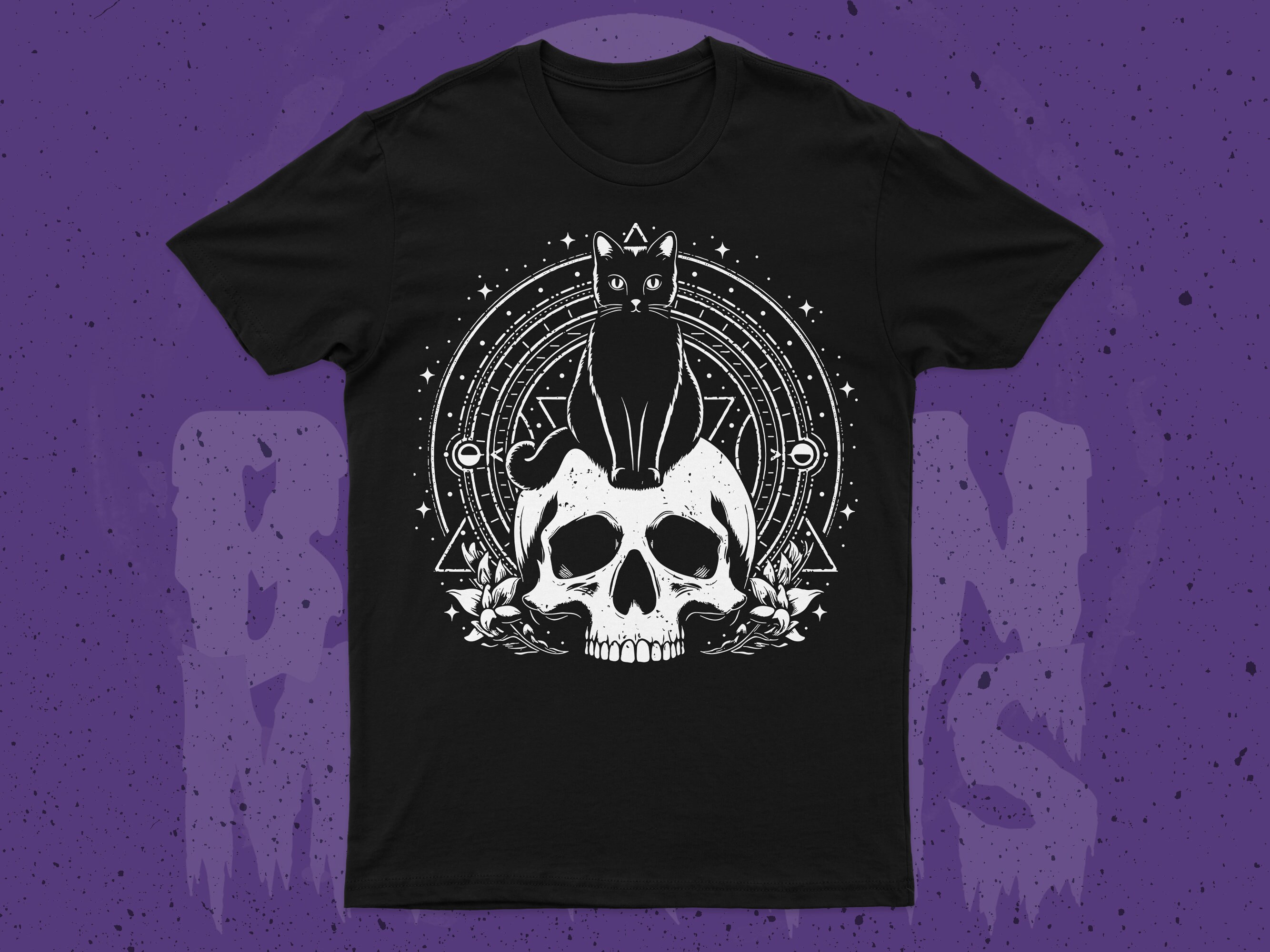 Black Cat Skull, Magic Ritual Skull, Esoteric Geometry, Black Cat SVG ...