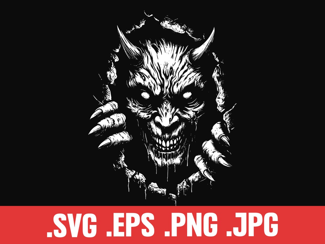 Creepy Demon SVG, Spooky Halloween Design, Halloween Scary Shirt Idea ...