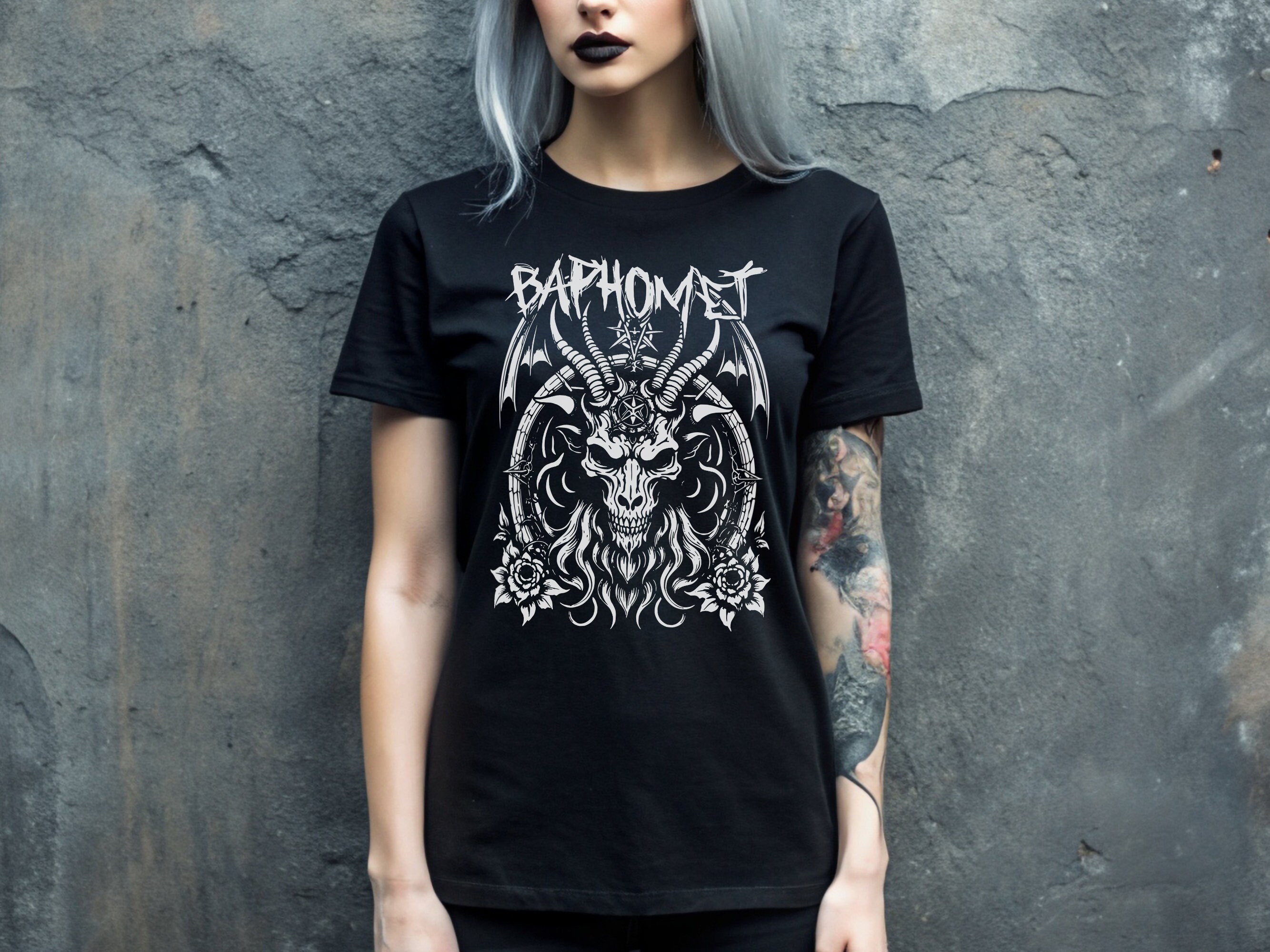 Baphomet Stencil, Demonic Floral Skull Vector (digital Download) - Etsy