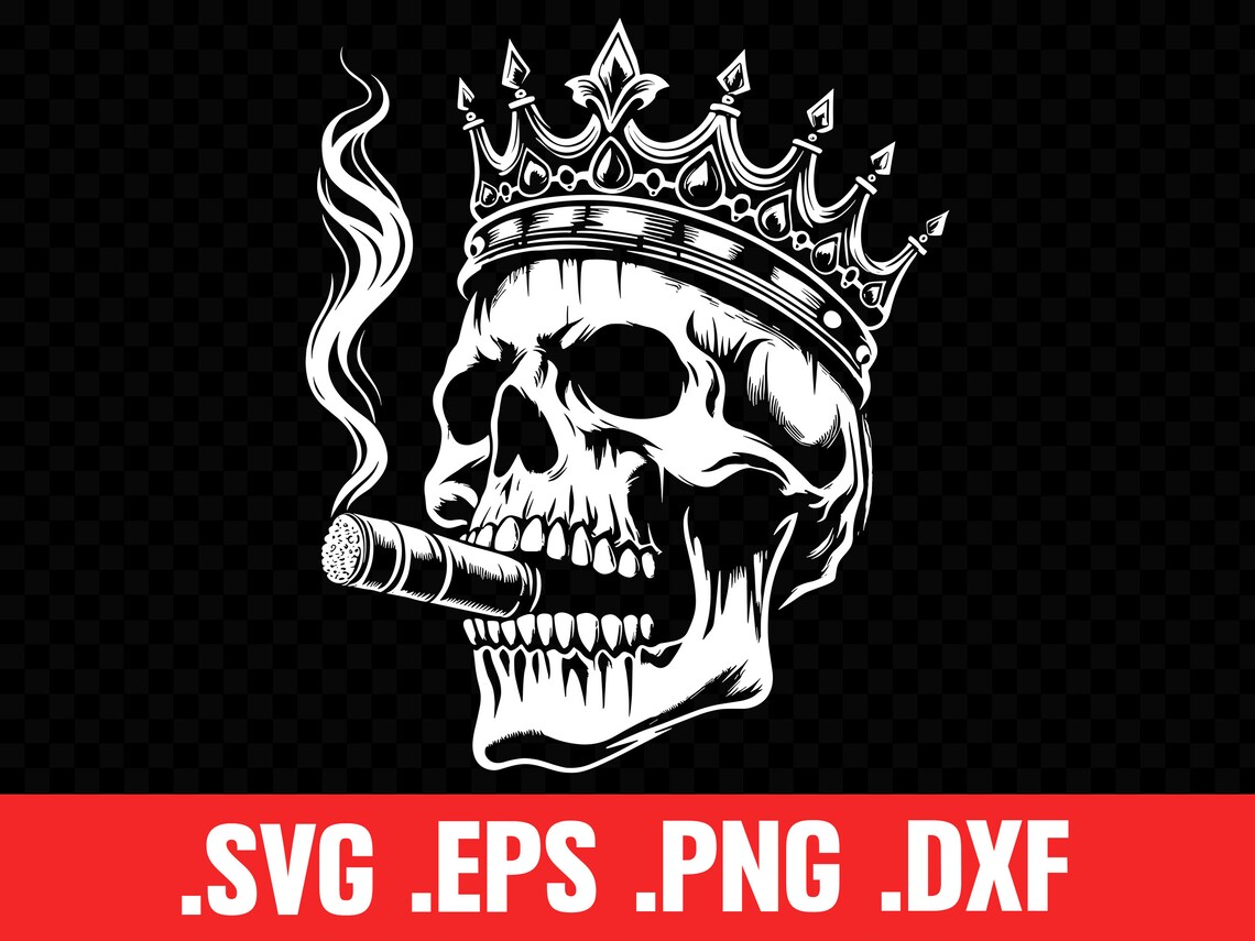 Skull King Smoking Cigar SVG, Cool Skull PNG, Urban Skull Vector, Skull ...