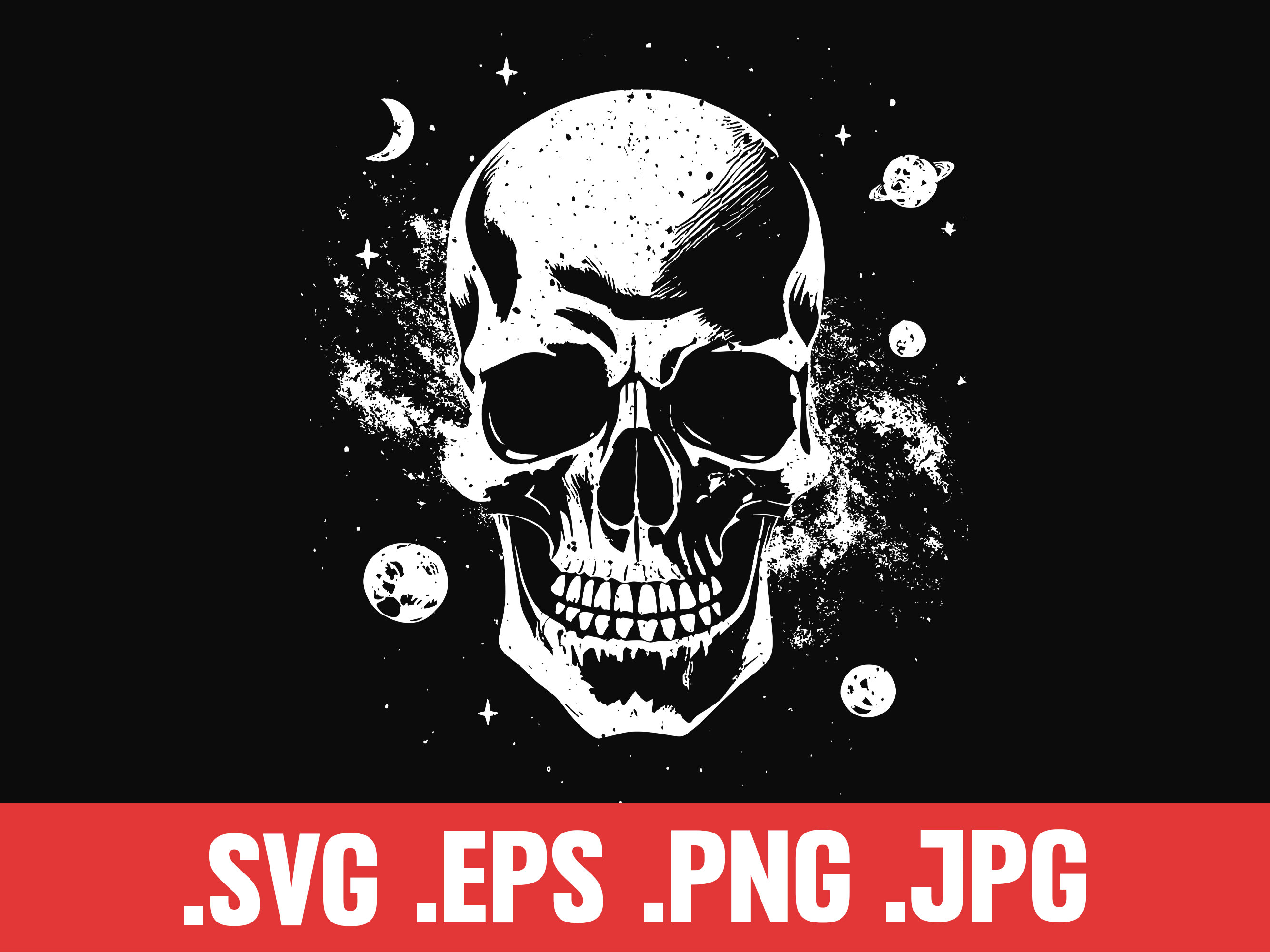 Skull in Space SVG, Dead Astronaut PNG, Astral Skeleton Clipart, Horror ...