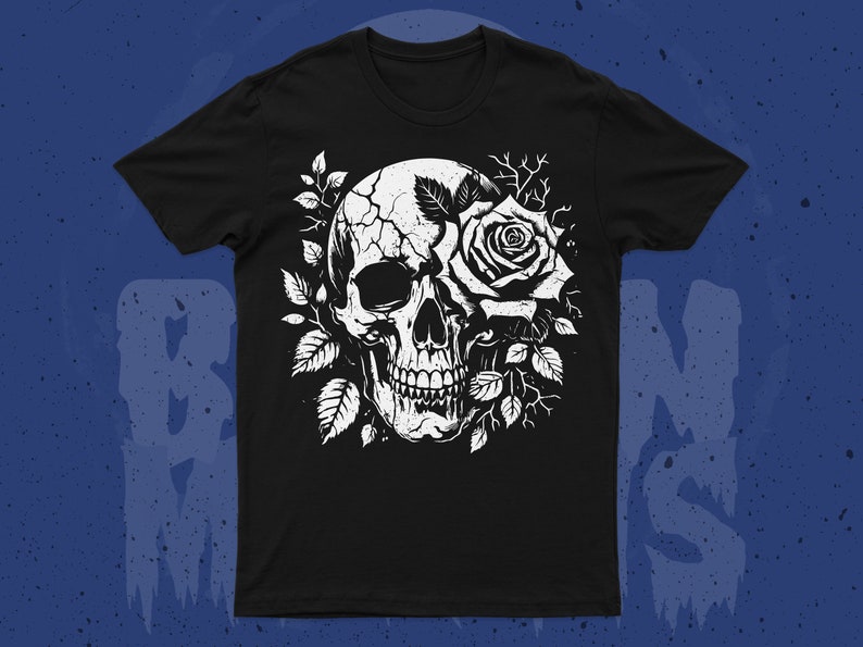 Skull Rose SVG, Floral Skull, Grunge Skull With Flowers, Gothic Skull ...