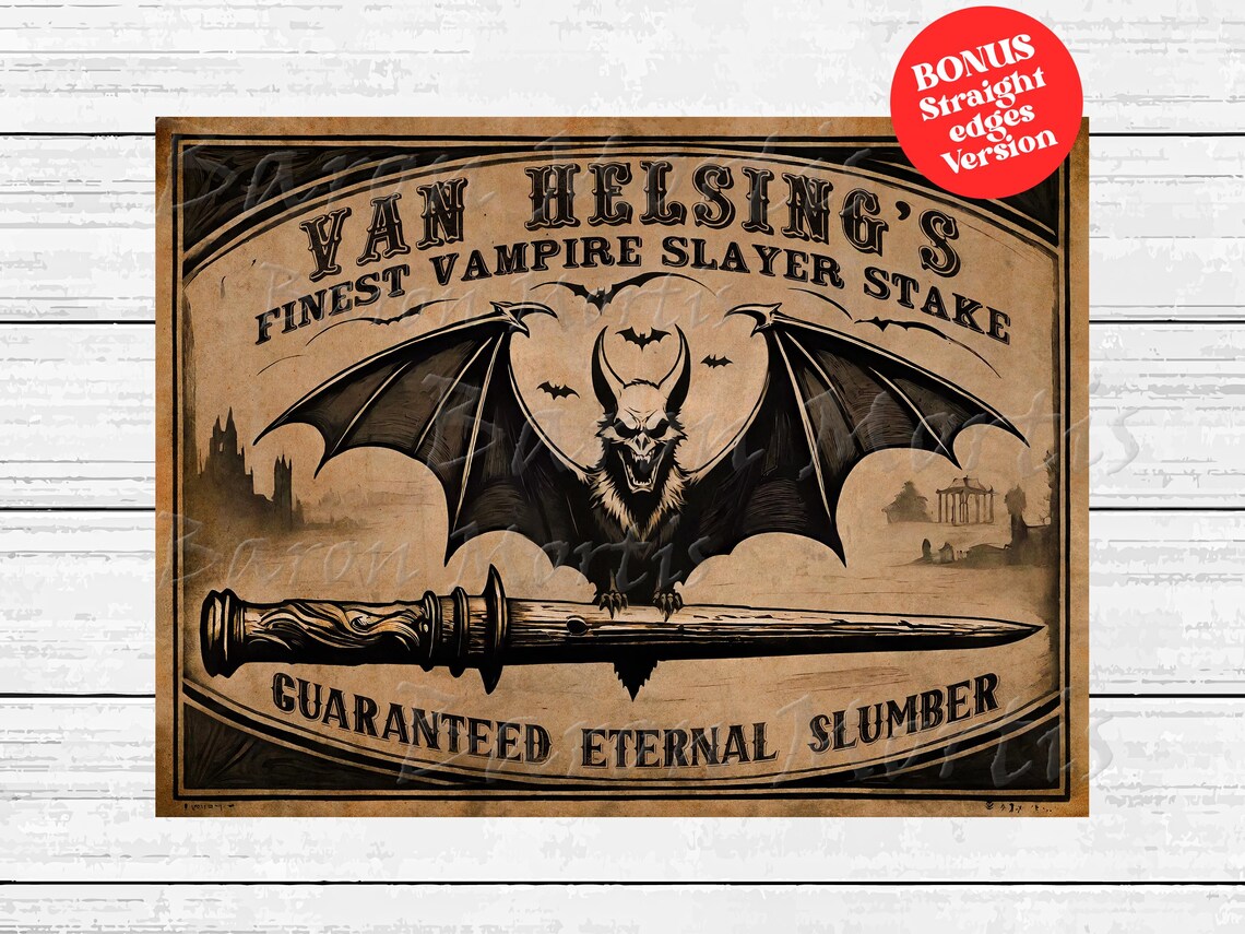 Vampire Slayer Stake Label: Van Helsing Printable (digital Download) - Etsy
