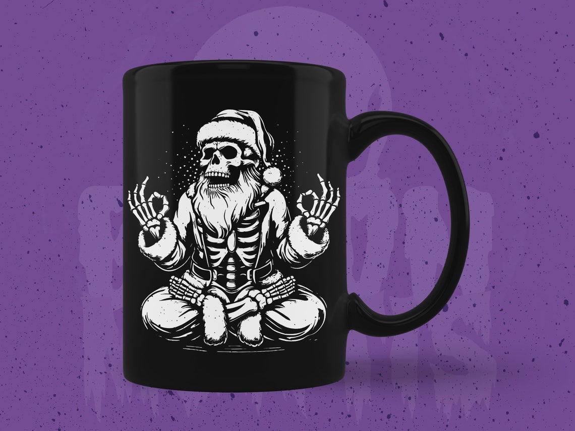 Yoga Santa Claus SVG, Christmas Meditation PNG, Santa Skull, Christmas ...