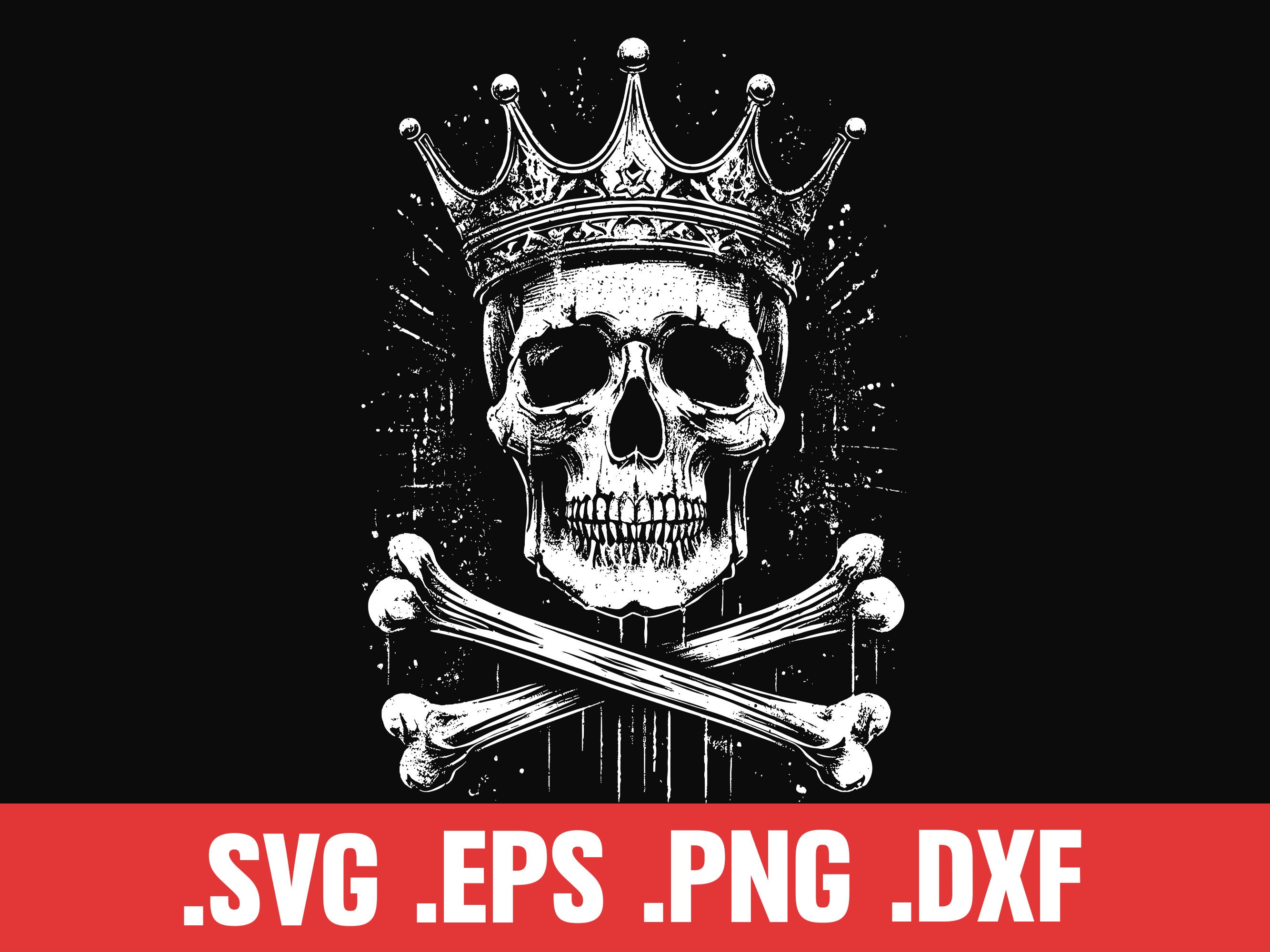King Skull SVG, King of Skulls PNG, Grunge Crown Skull, Distressed ...