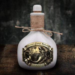 Siren's Curse Potion Label: Vintage Mermaid Skeleton Art (digital ...