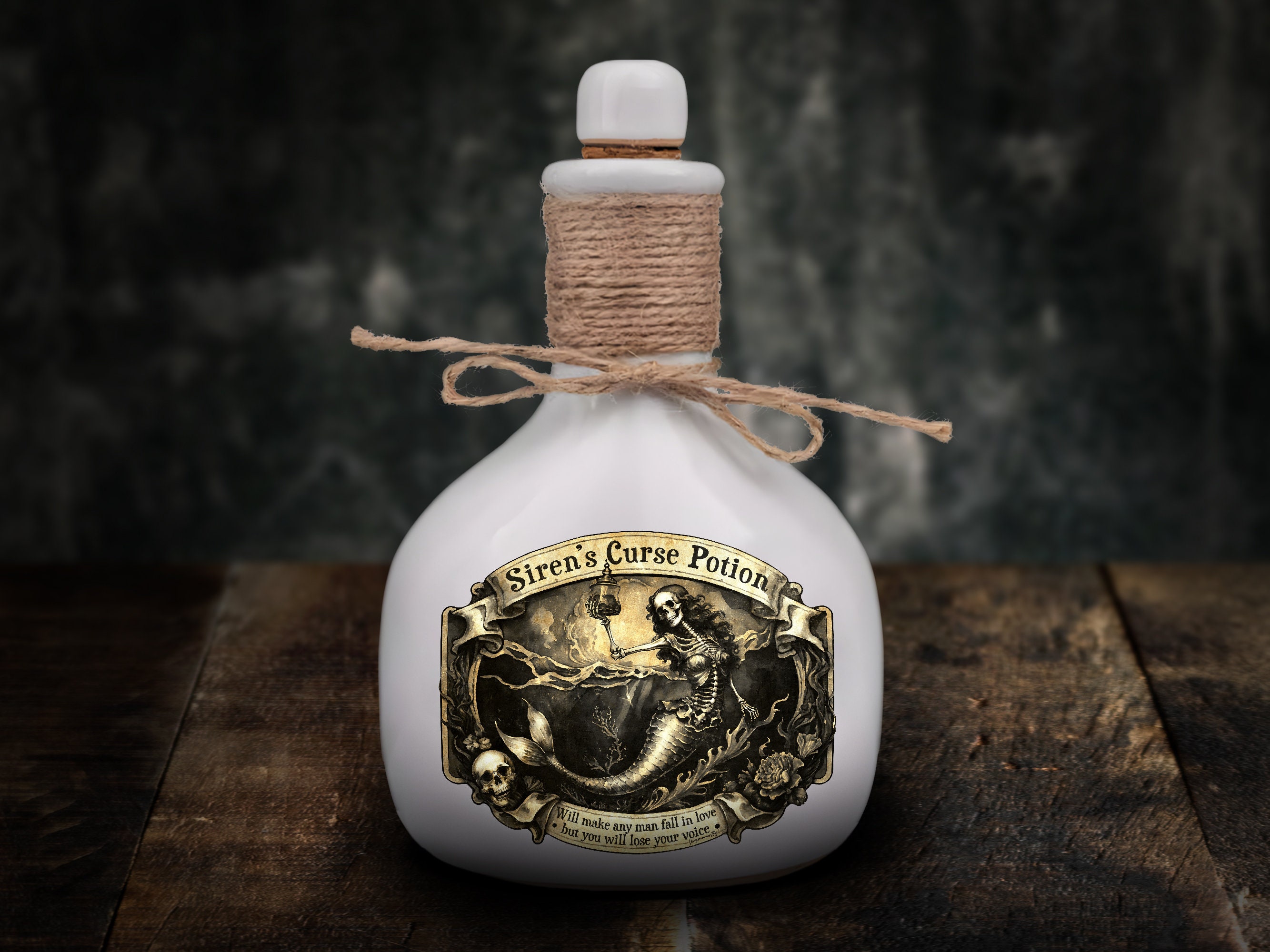 Siren's Curse Potion Label: Vintage Mermaid Skeleton Art, Printable ...