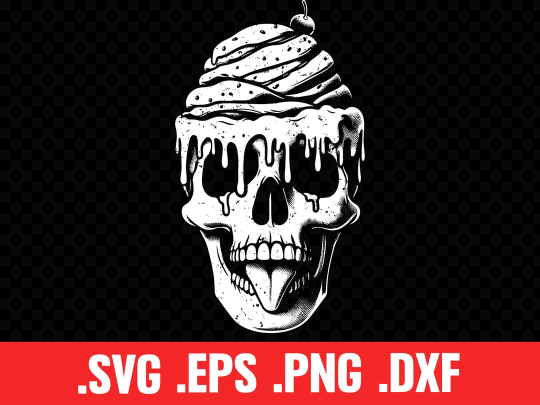 Ice Cream Skull SVG, Horror Dessert PNG, Vanilla Icecream, Chocolate ...